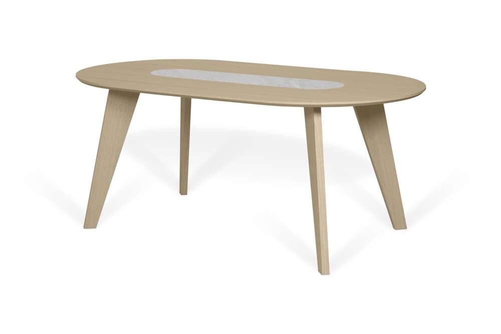 TEMAHOME - Lago Dining Table with Marble Insert in Light Oak / White C ...