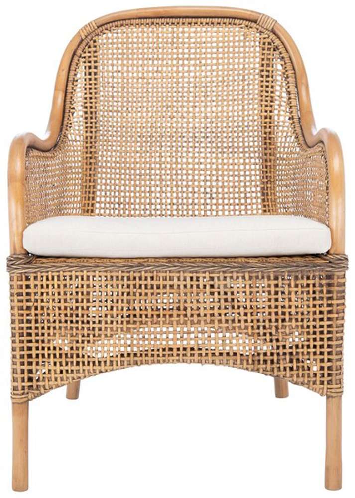 Safavieh - Charlie Rttn Acct Chair W/Cush - White - Honey Brwn Wash ...
