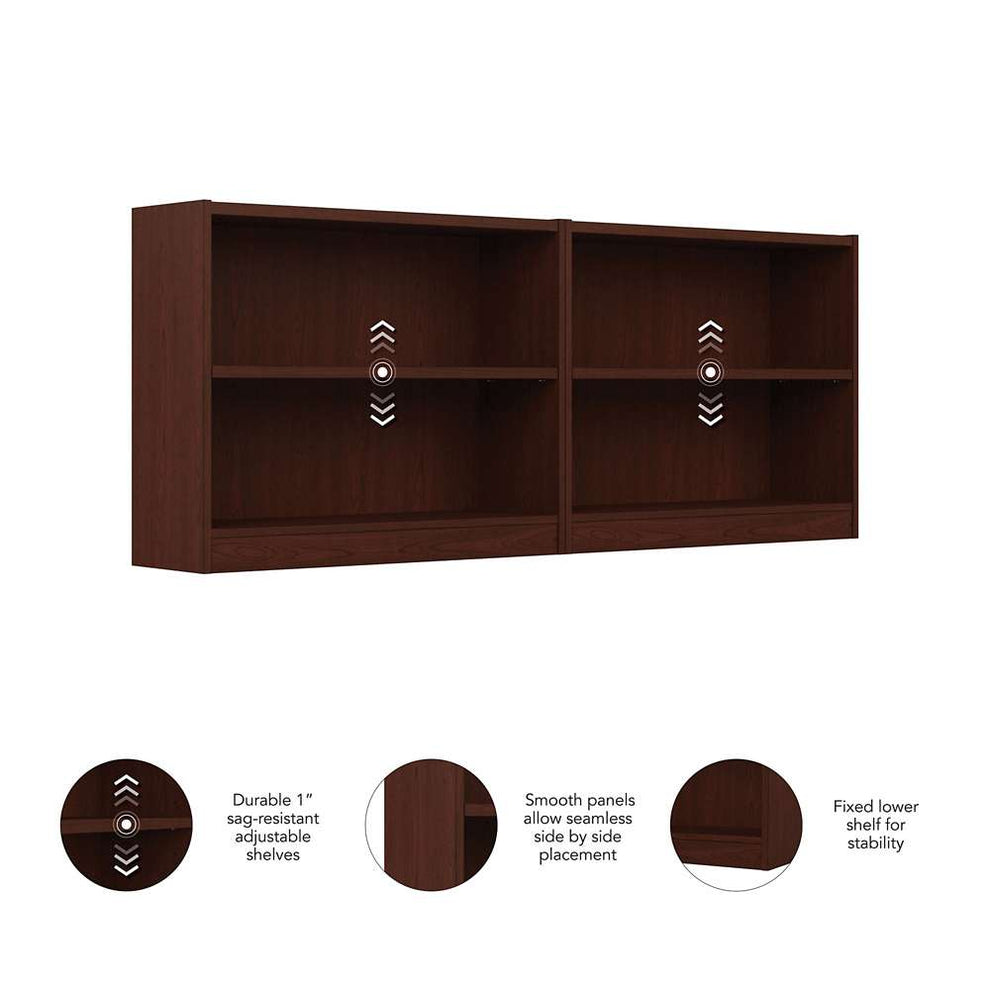 Bush Furniture - Universal 2 Shelf Bookcase in Vogue Cherry (Set of 2 ...