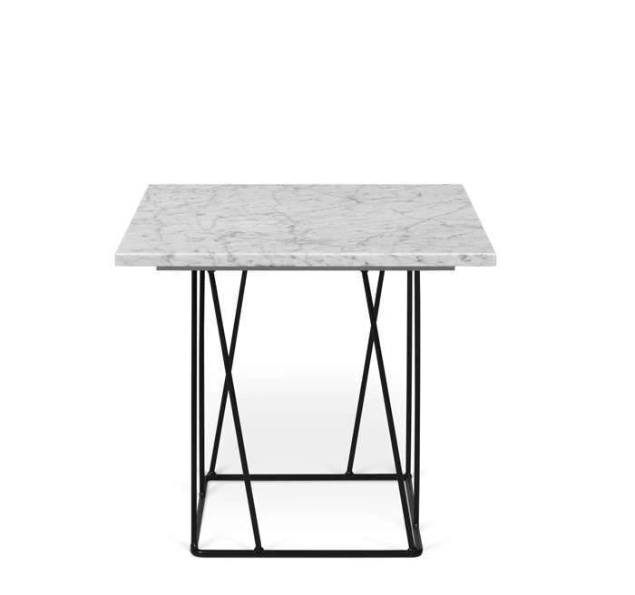 TEMAHOME - Helix 20x20 Marble-Top Side Table in White Marble / Black L ...