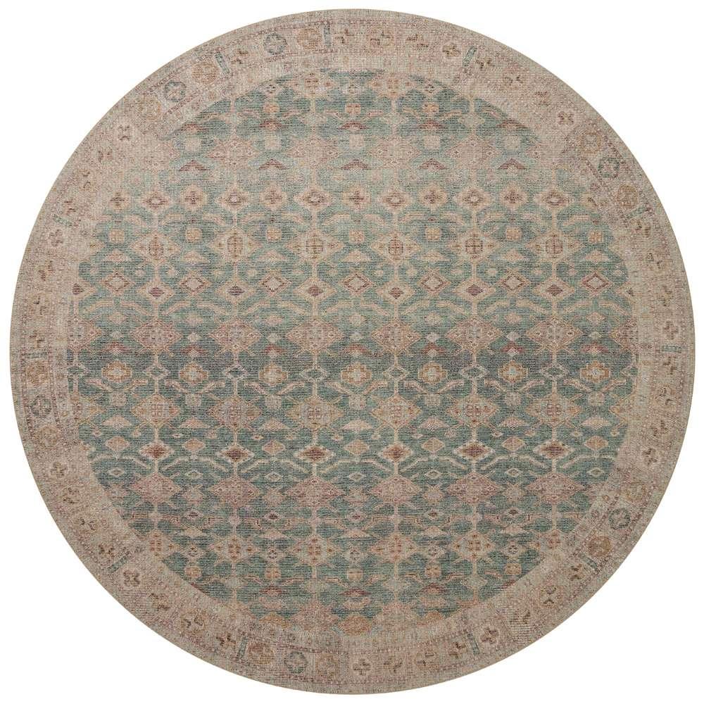 Angela Rose x Loloi - Aubrey Aqua / Sand 5-0in x 5-0in Round Area Rug ...