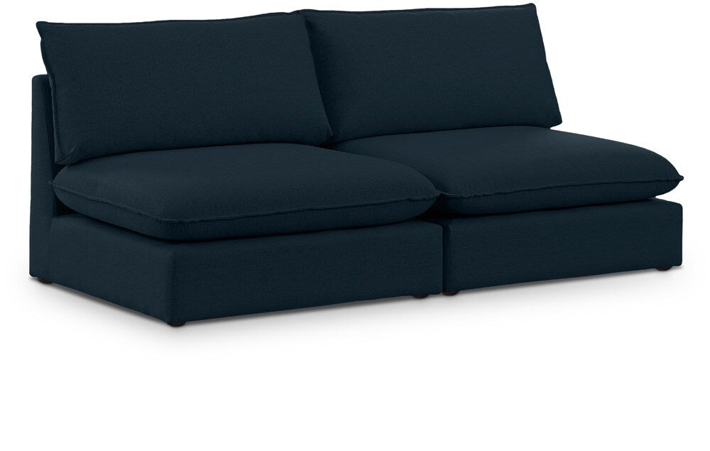 Meridian Furniture - Mackenzie Navy Durable Linen Textured Modular Sof ...