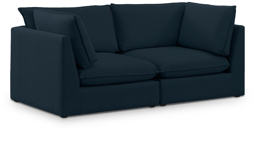 Meridian Furniture - Mackenzie Navy Durable Linen Textured Modular Sof ...