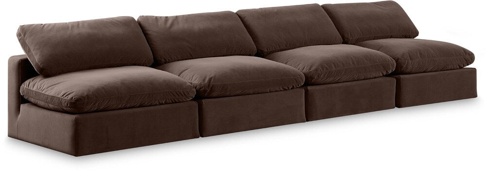 Meridian Furniture - Comfy Brown Velvet Modular Sofa - 4Pc - 189Brown ...