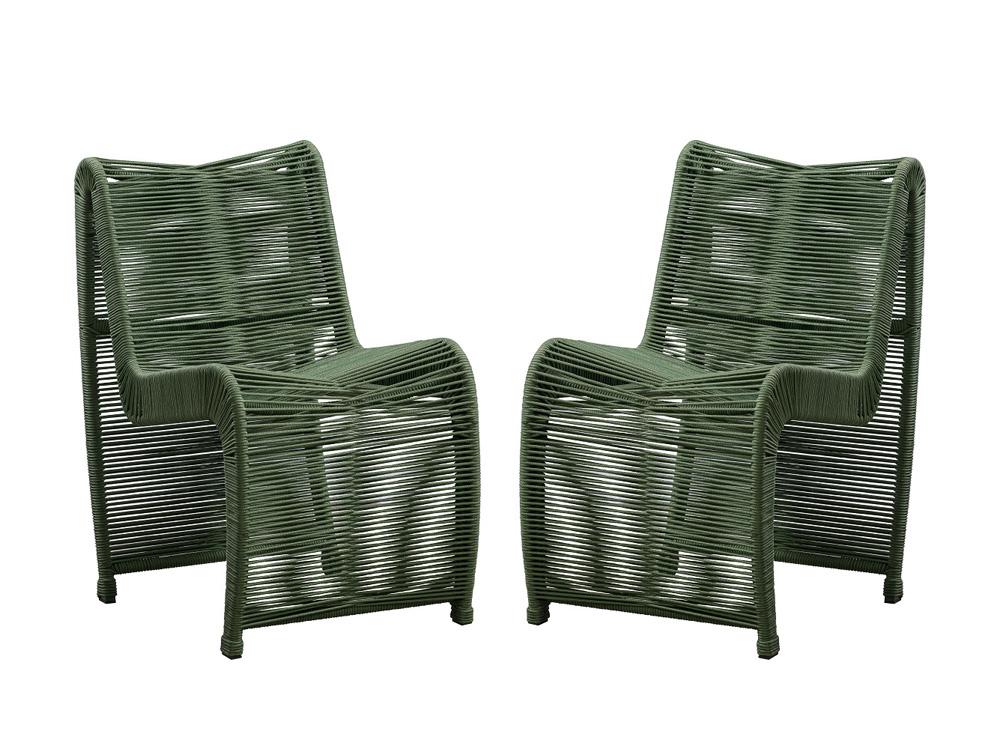 Boraam - Lorenzo Rope Outdoor Patio Chairs, Set of 2 - Olive Green - 7 ...