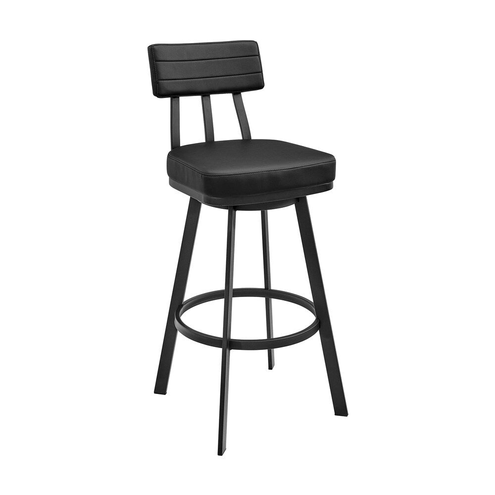 Armen Living - Jinab Swivel Counter Stool in Black Metal with Black Fa ...