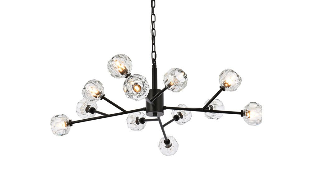 Elegant Furniture & Lighting - Graham 12 Light Pendant in Black - 3509 ...