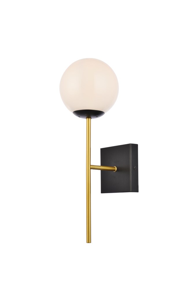 Elegant Furniture & Lighting - Neri 1 light black and brass and white ...
