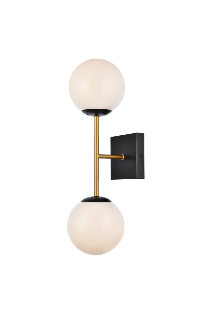 Elegant Furniture & Lighting - Neri 2 lights black and brass and white ...