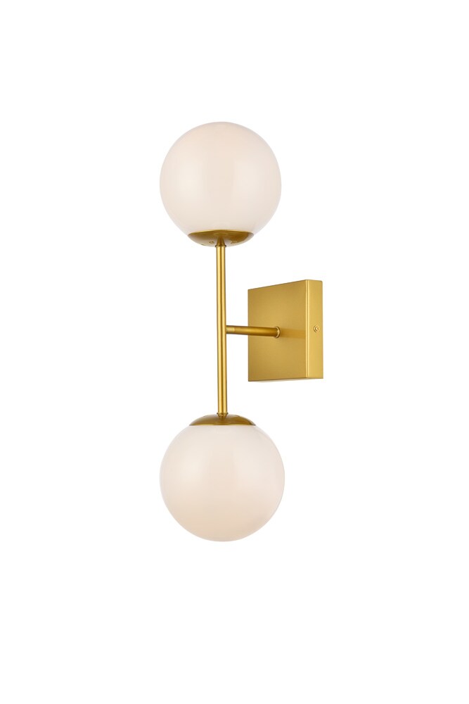 Elegant Furniture & Lighting - Neri 2 lights brass and white glass wal ...
