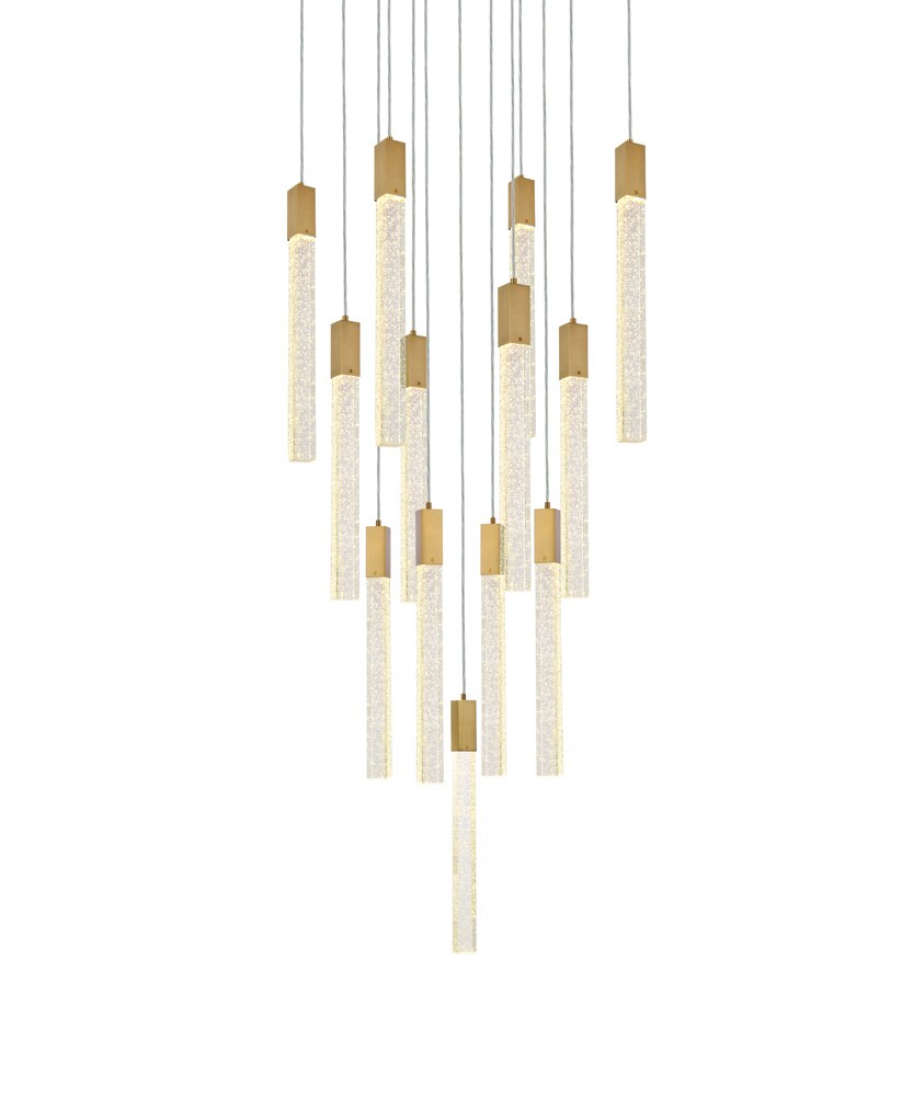 Elegant Furniture & Lighting - Weston 13 lights pendant in satin gold ...