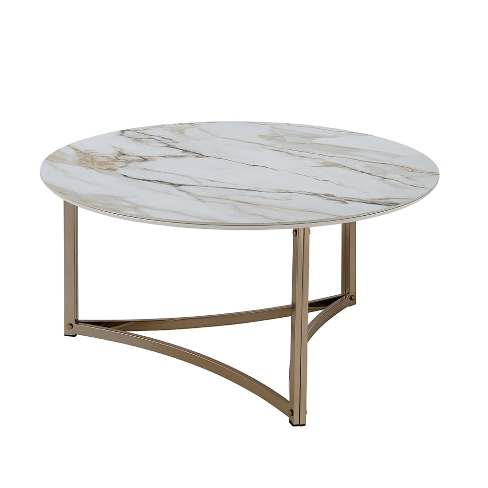 ACME Furniture - Aziz Coffee Table - Sintered Stone Top & Champagne Fi ...