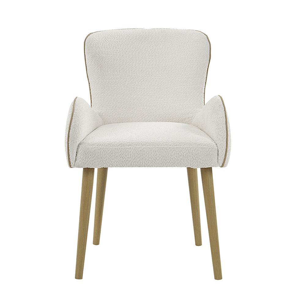 ACME Furniture - Qwin Side Chair (Set of 2) - Beige Boucle & Oak Finis ...
