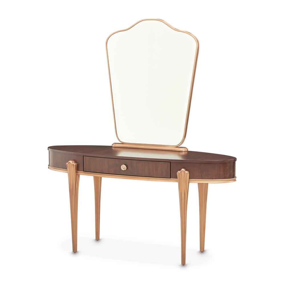 AICO by Michael Amini - Camellia Field Vanity with Mirror - Warm Pecan ...
