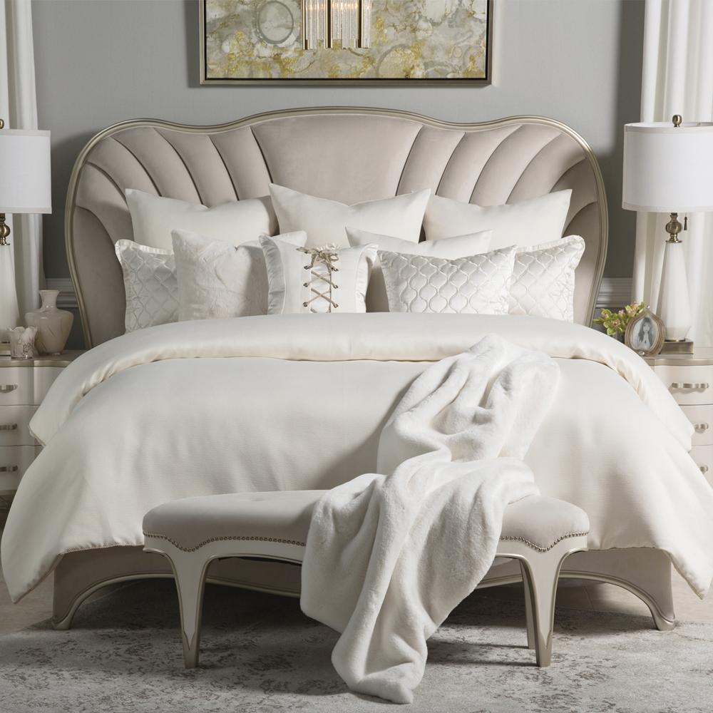 AICO by Michael Amini - Hailey 9pc Queen Comforter Set in Ivory - BCS ...