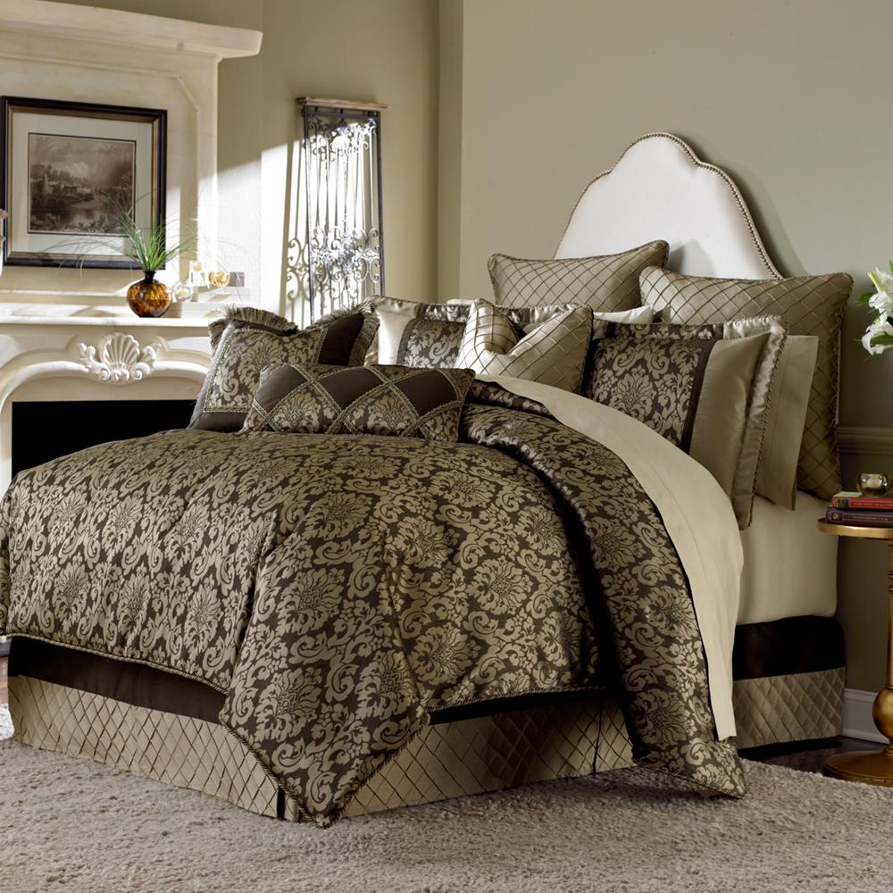 AICO by Michael Amini - Imperial 9pc Queen Comforter Set in Bronze - B ...