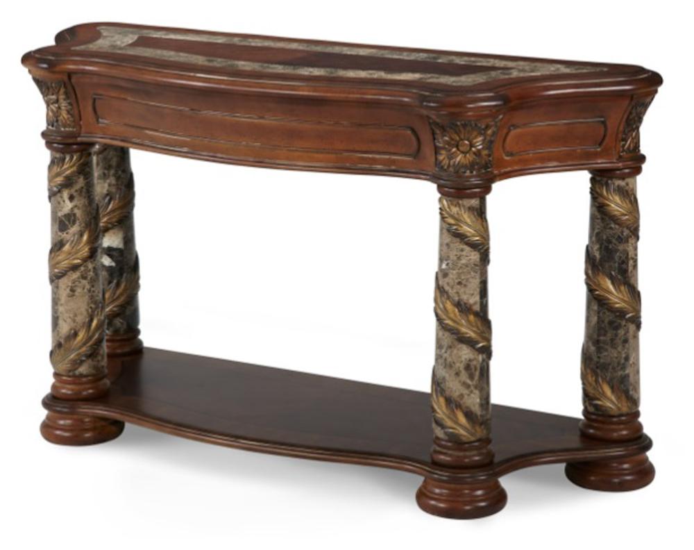 AICO by Michael Amini - Villa Valencia Sofa Table in Classic Chestnut ...