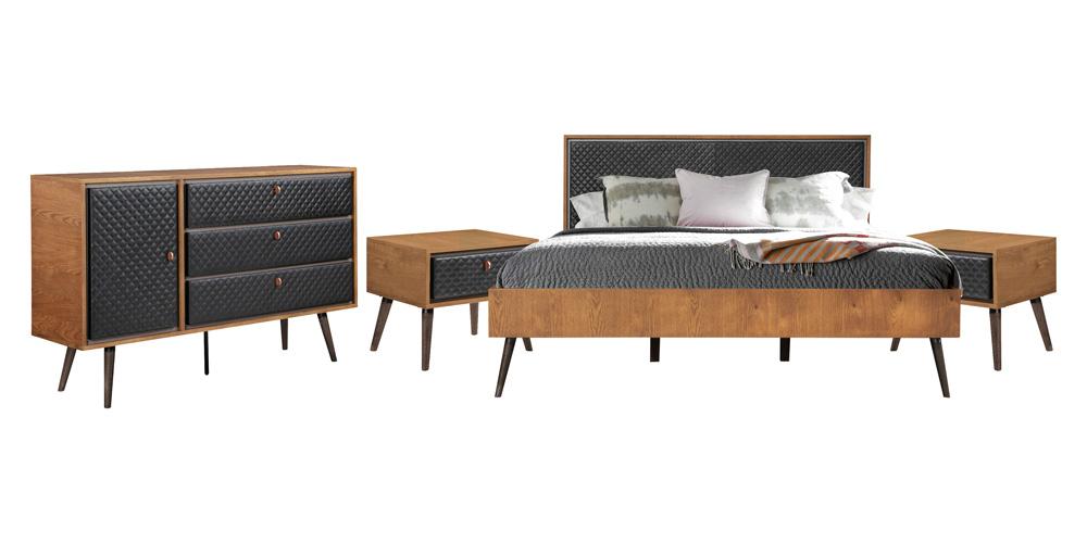 Armen Living - Coco Rustic 4 piece Upholstered Platform Bedroom Set in ...