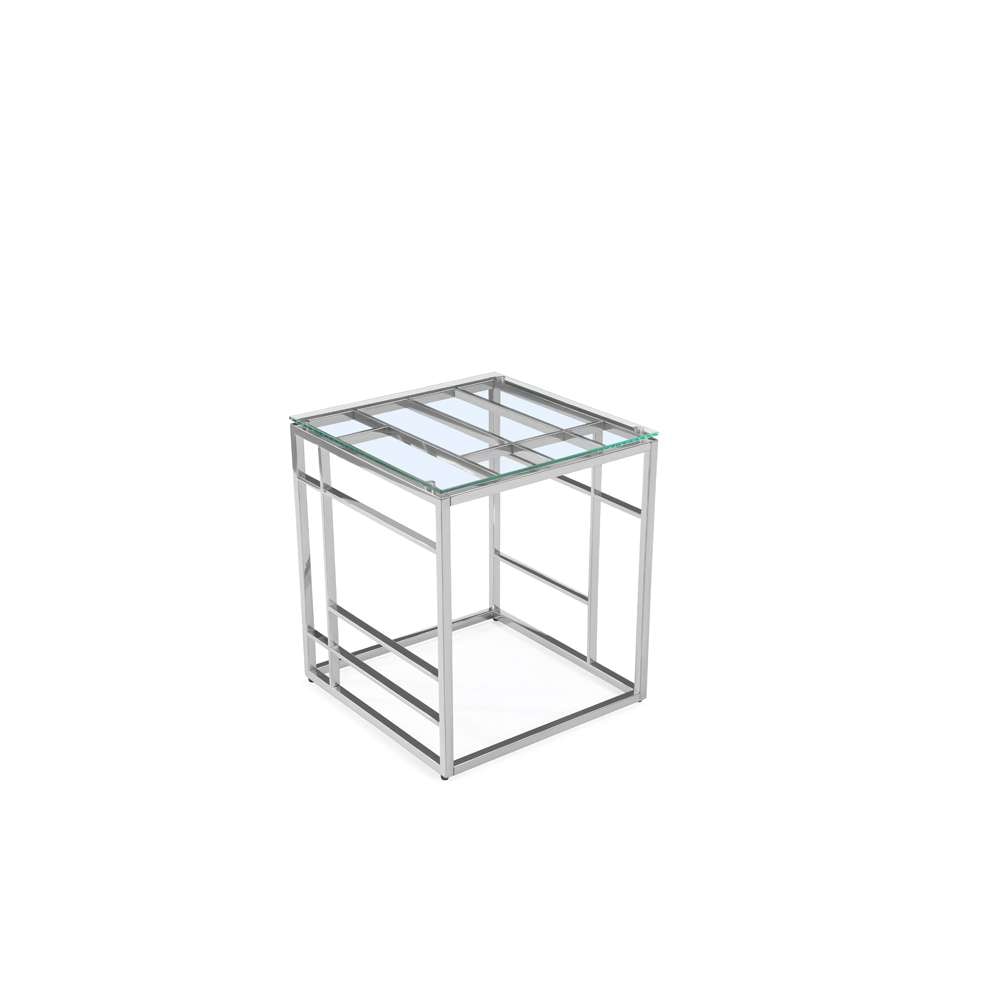 Chintaly - 20" Square Glass Top With Ladder Style Frame Lamp Table ...