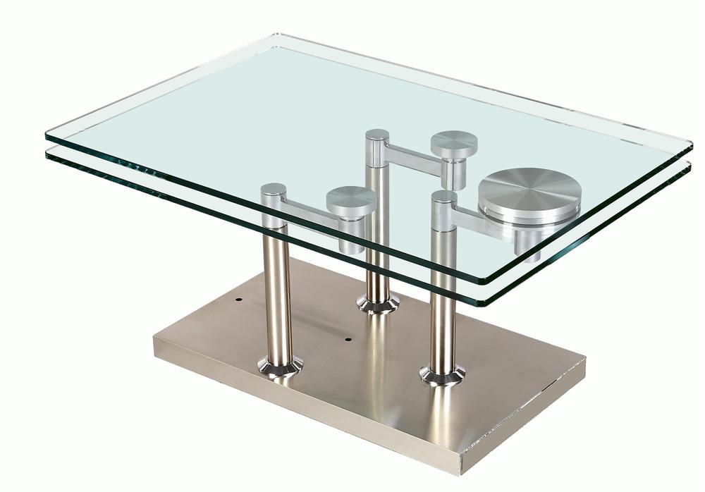 Chintaly - Cocktail Table With Two Rectangular Motion Clear Glass Tops ...