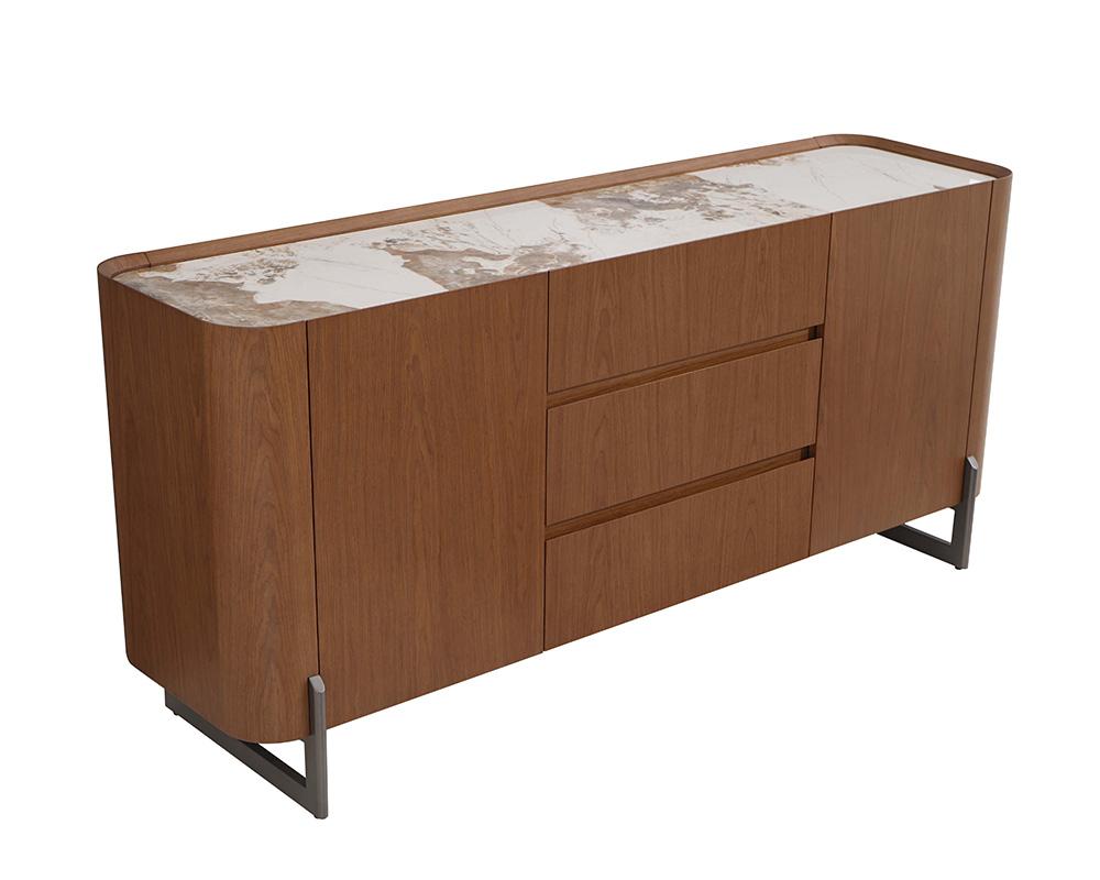 Chintaly - RUBY-BUF - Modern Wooden 2-Door Buffet w/ Ceramic Top & Ste ...