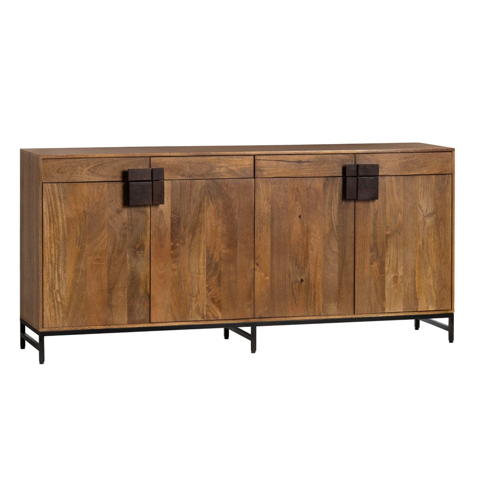 Crestview Collection - 76 in. Brown Solid Wood 4 Drawer 4 Door Media C ...