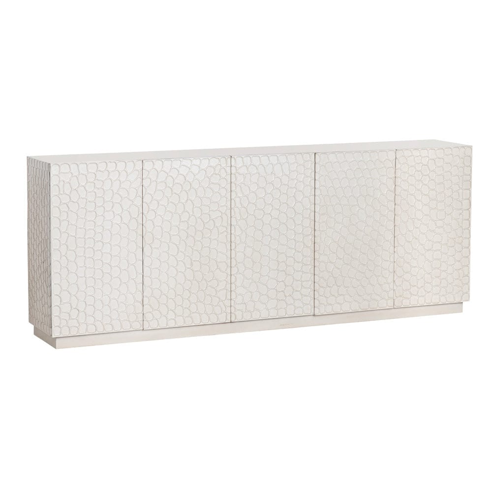 Crestview Collection - 90 in. White Solid Wood 6 Door Media Credenza ...