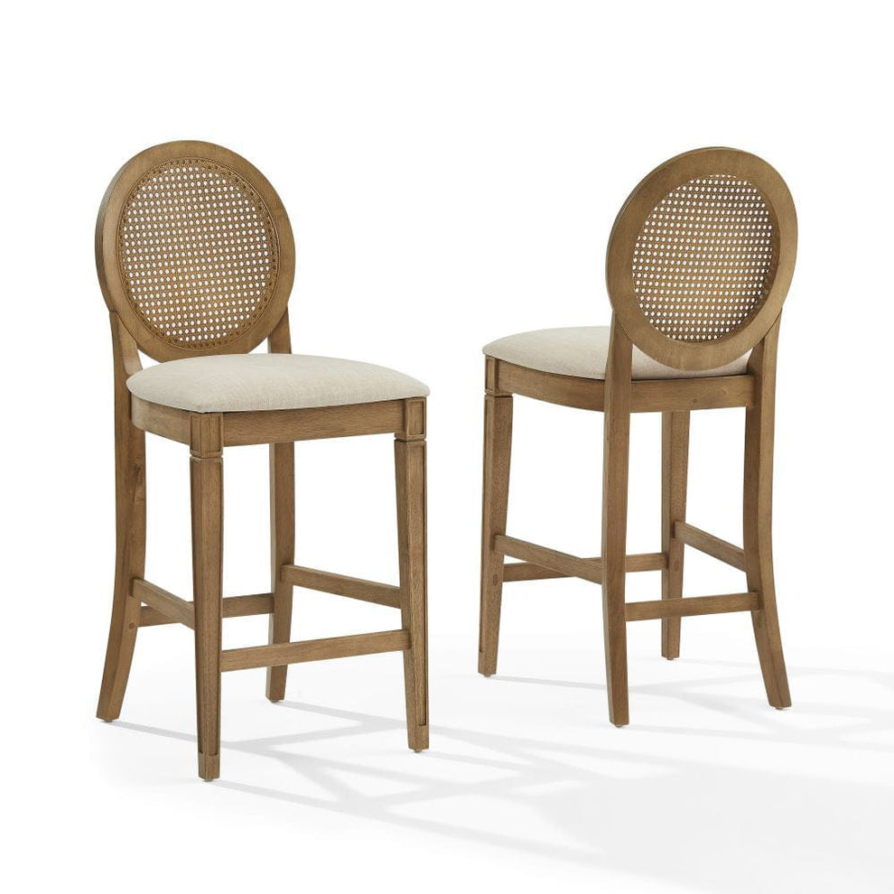 Crosley Furniture - Katia 2-Piece Upholstered Cane-Back Counter Stool ...