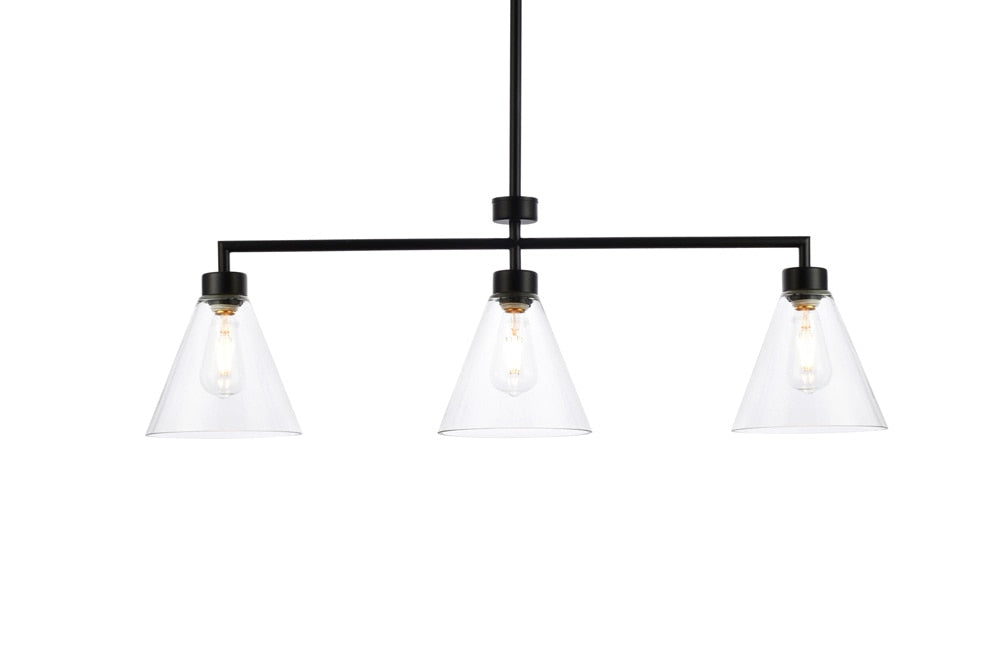 Elegant Furniture & Lighting - Mera 3 lights black pendant - LD2502BK ...