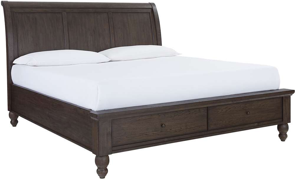Emery Park - Cambridge King Storage Sleigh Bed in Cracked Pepper Finis ...