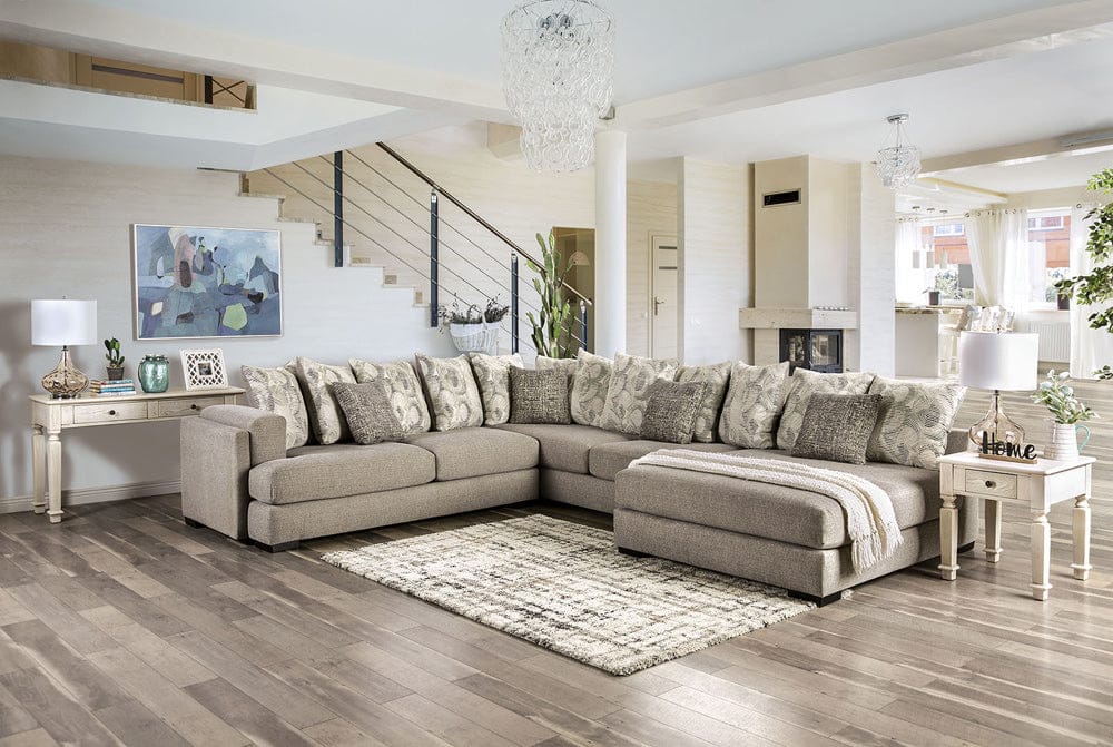 Furniture of America - Angelia Sectional in Light Gray - SM5182-SECT ...