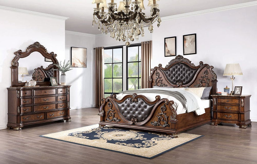 Furniture of America - Esparanza 5 Pc. Queen Bedroom Set w/ 2NS in Bro ...