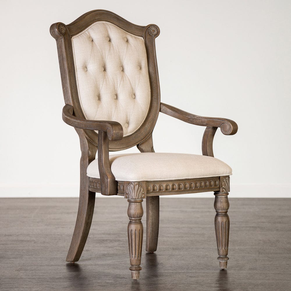 Furniture of America - Oakham Arm Chair Set of 2 in Weathered Oak/Beig ...