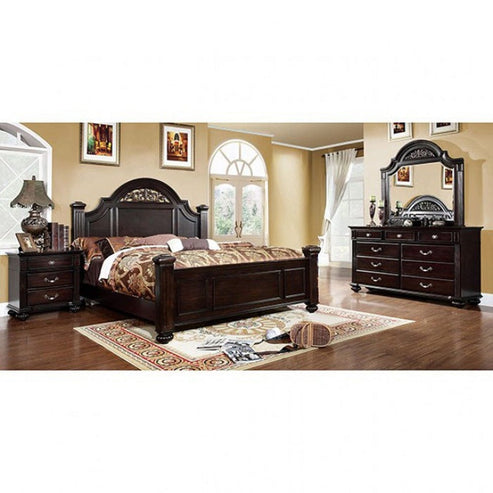 Furniture of America - Syracuse 4 Pc. Queen Bedroom Set in Dark Walnut ...