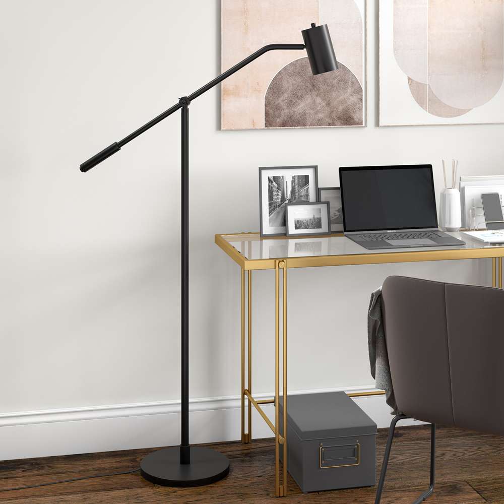 Hudson & Canal - Willis Pharmacy Floor Lamp with Metal Shade in Blacke ...