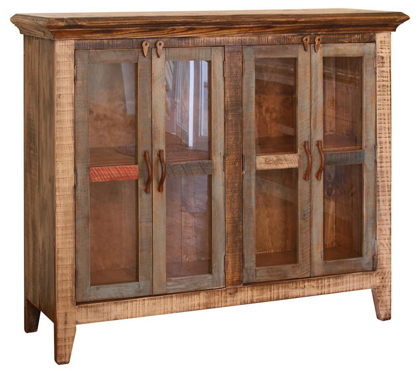 IFD - Antique Multicolor 50" Console w/4 Glass Doors, Multi-Color ...