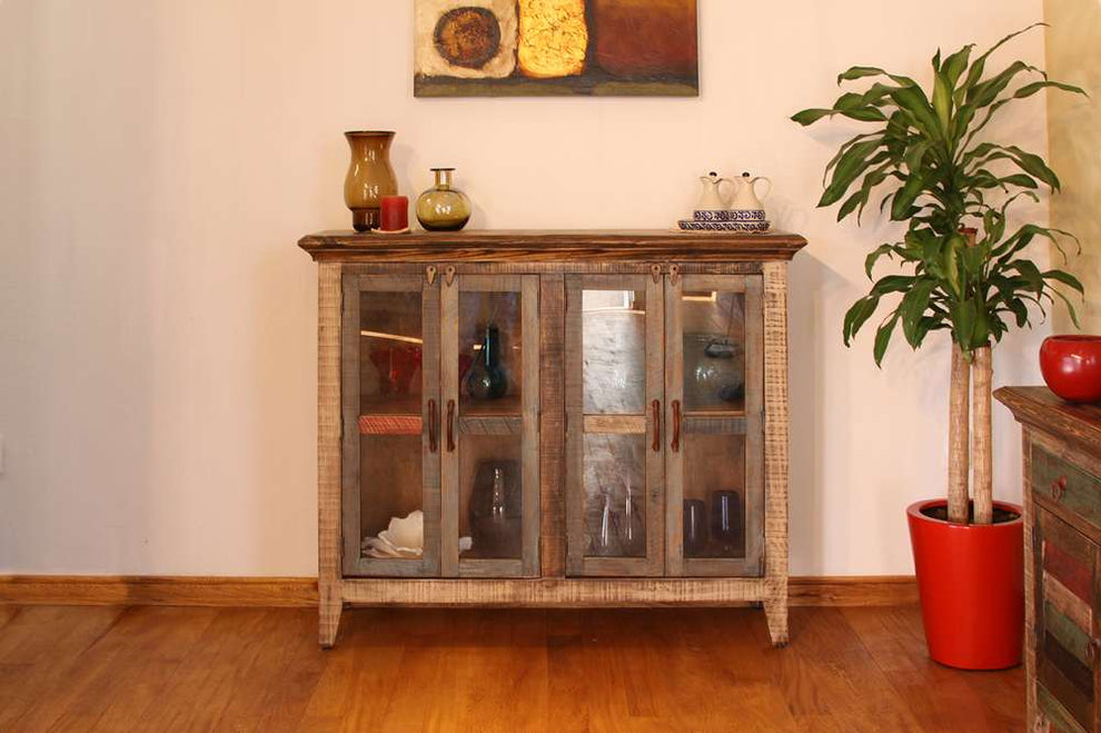 IFD - Antique Multicolor 50" Console w/4 Glass Doors, Multi-Color ...