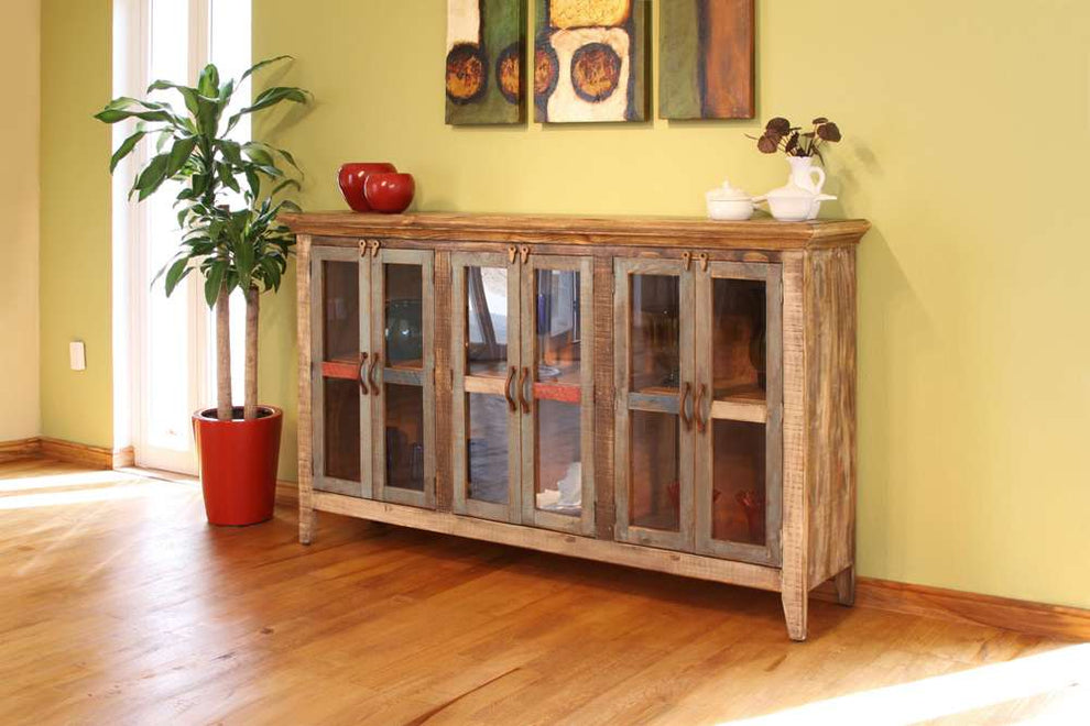 IFD - Antique Multicolor 73" Console w/6 Glass Doors - IFD966CONS-MC ...