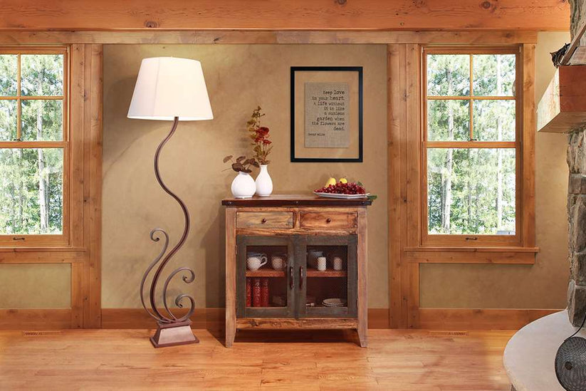 IFD - Antique Multicolor Multicolor Server 2 Drawers, 2 Mesh Doors - I ...