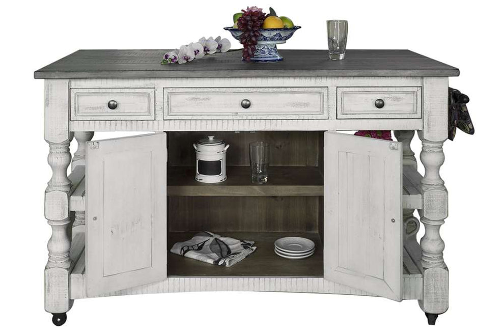 IFD - Stone Kitchen Island w/3 Drawer, 2 doors, 4 Shelves & casters ...