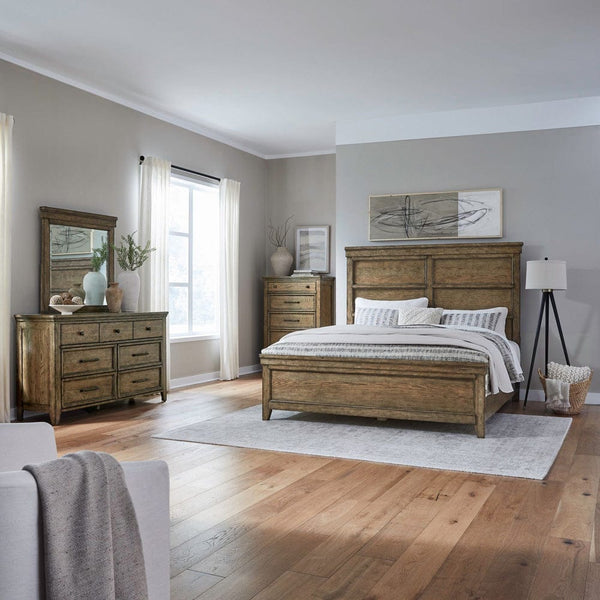 Liberty Furniture - Carolina Park - King Panel Bed, Dresser & Mirror ...