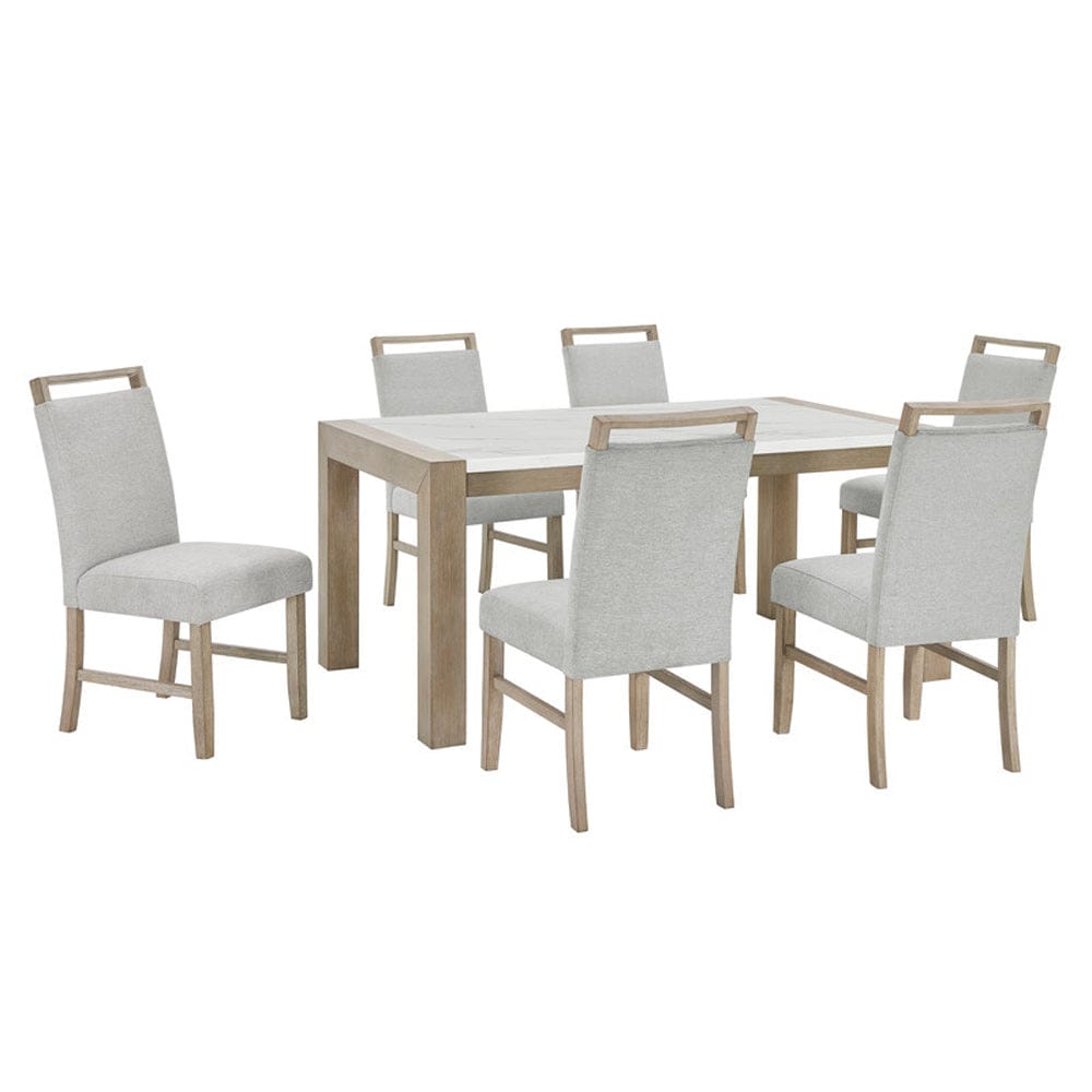 Lilola Home - Tabitha 7Pc 66" Rectangular White Faux Marble Top Dining ...