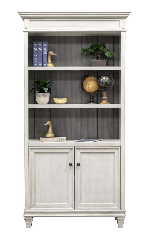 Martin Furniture - Hartford Wood Bookcase With Doors, Antique White ...