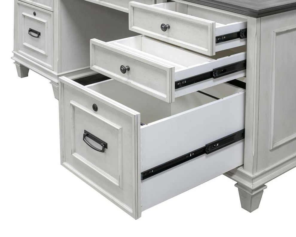 Martin Furniture - Hartford Wood Double Pedestal Desk, Antique White ...