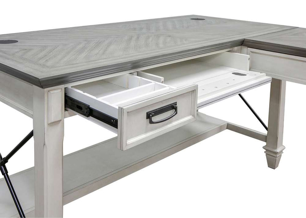 Martin Furniture - Hartford Wood Open L-Desk and Return, White - IMHF3 ...