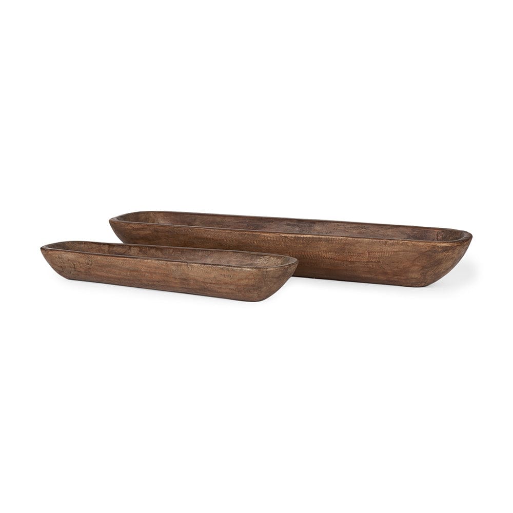 Mercana - Athena Extra Large Medium Brown Reclaimed Wood Trays (Set of ...