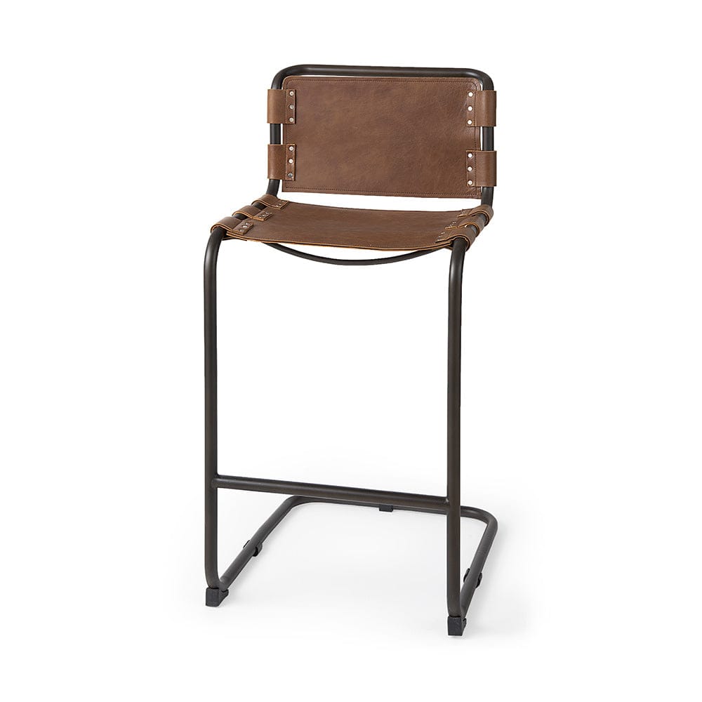 Mercana - Berbick 43" Total Height Medium Brown Leather w/ Iron Frame ...