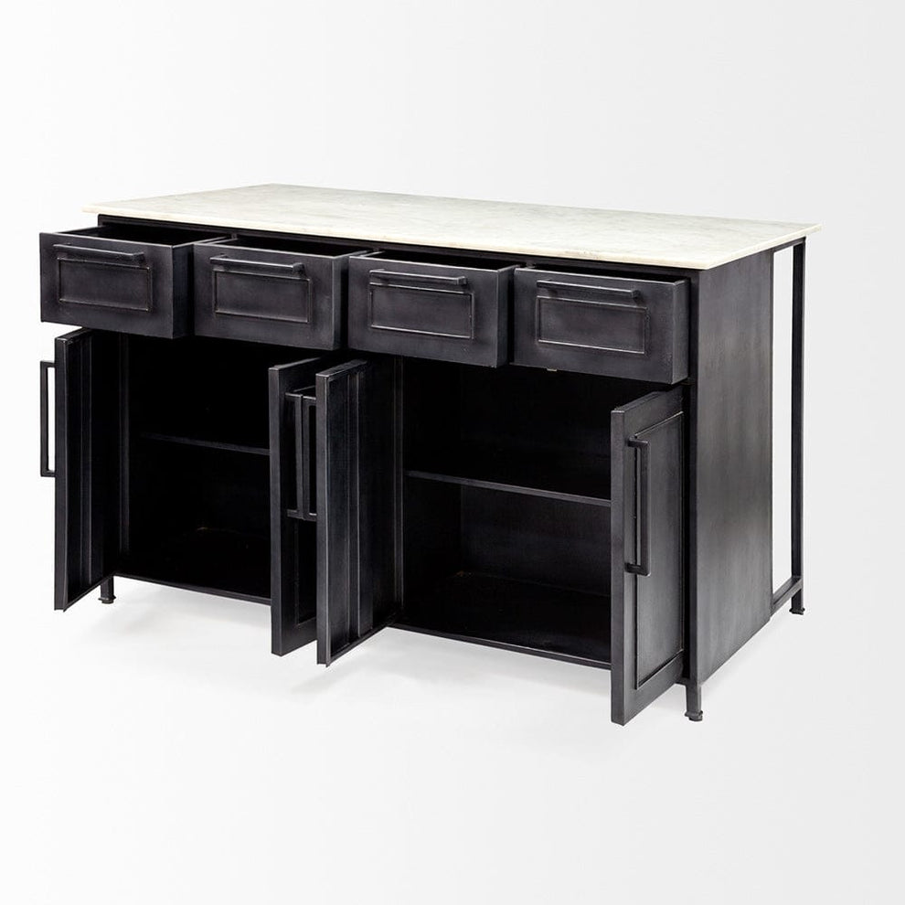Mercana - Fieri Solid Iron Black Body White Marble Top Four Drawer Kit ...