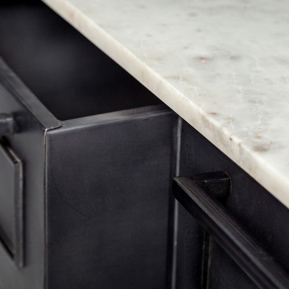Mercana - Fieri Solid Iron Black Body White Marble Top Four Drawer Kit ...