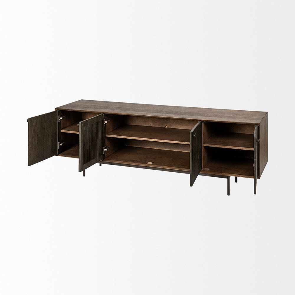 Mercana - Grace I Two-Toned Brown Solid Wood TV Stand Media Console wi ...